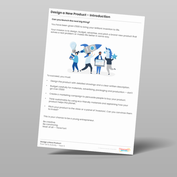 Year 6 Design A New Product Post Sats Activity Resource | Classroom Secrets