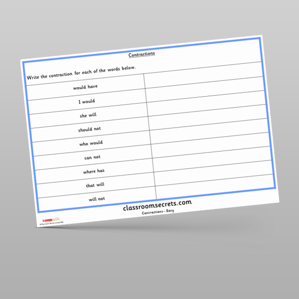 Contractions KS2 SPAG Test Practice – Classroom Secrets | Classroom Secrets