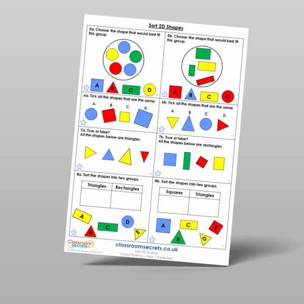 Year 1 Sort 2d Shapes Varied Fluency Resource | Classroom Secrets