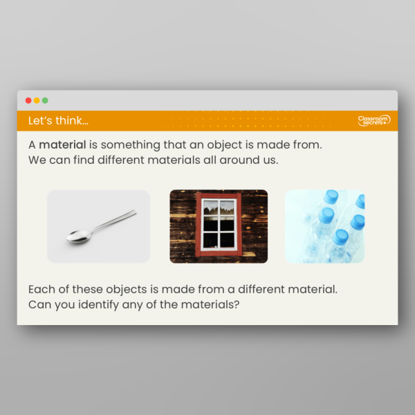 Year 1 How Can I Recognise Different Materials Lesson Resource ...