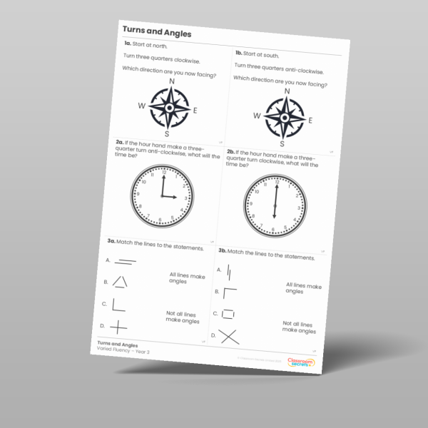 Year 3 Turns And Angles Varied Fluency 2 Resource | Classroom Secrets