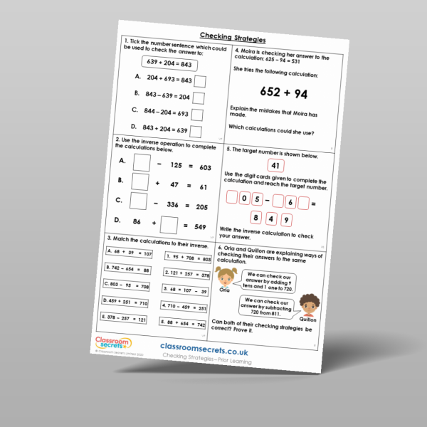 Year 4 Checking Strategies Prior Learning Resource | Classroom Secrets