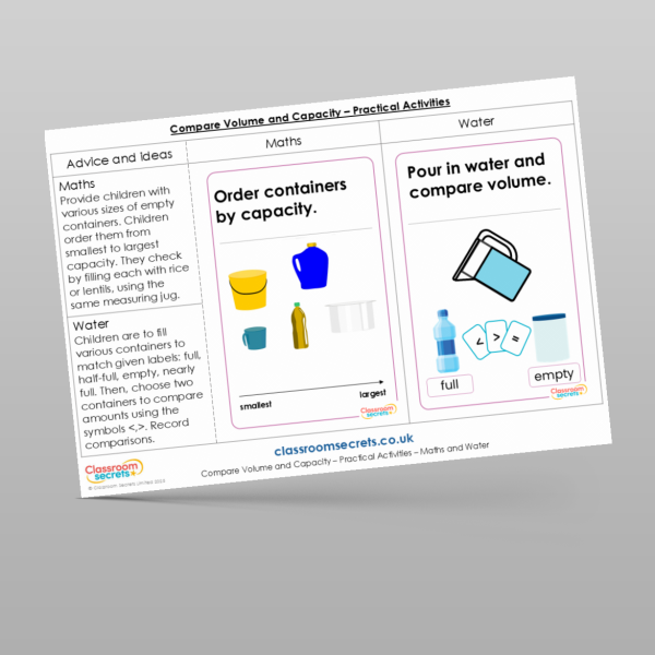 Year 2 Compare Volume And Capacity Practical Activities Resource ...