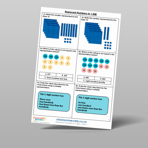 Year 4 Represent Numbers To 1 000 Varied Fluency Resource | Classroom ...