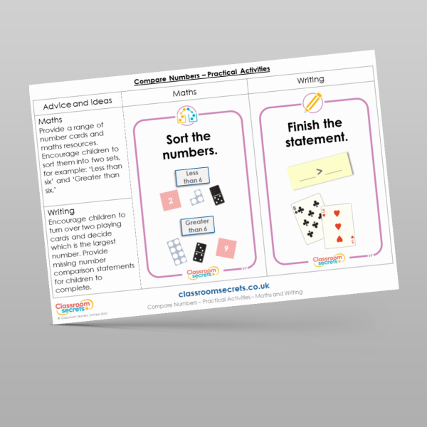 Year 1 Compare Numbers Practical Activities Resource | Classroom Secrets