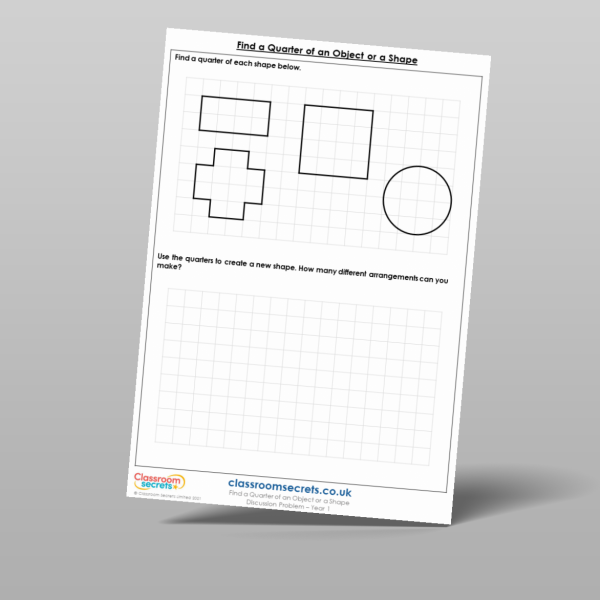 Year 1 Find A Quarter Of An Object Or A Shape Discussion Problem ...