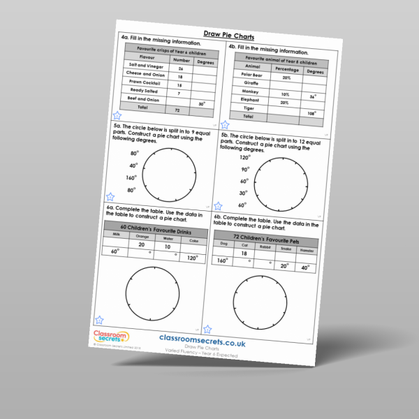 Year 6 Draw Pie Charts Varied Fluency Resource | Classroom Secrets