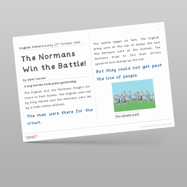 Year 1 Reading Skills The Normans Win The Battle Resource | Classroom ...
