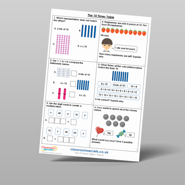 Year 2 The 10 Times Table Mixed Activity Resource | Classroom Secrets