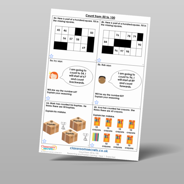 Year 1 Count From 50 To 100 Reasoning And Problem Solving Resource ... Year 1 Count From 50 To 100 Reasoning And Problem Solving Resource ...