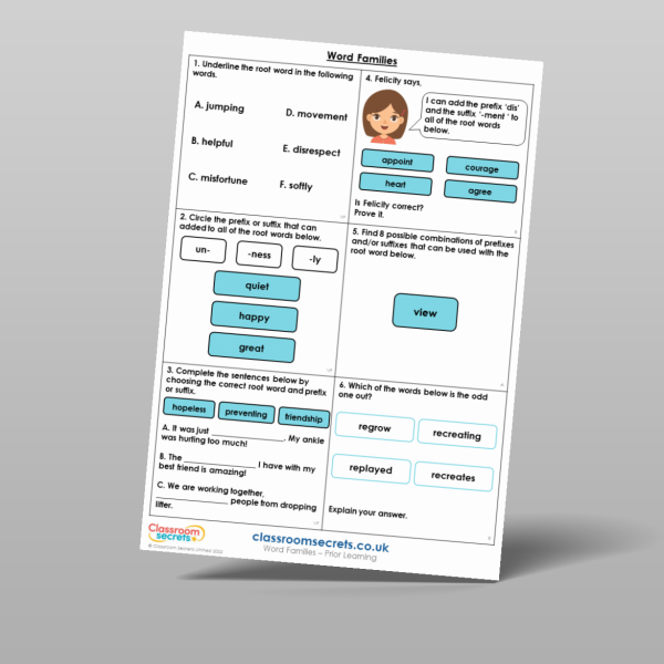 Year 4 Word Families Prior Learning Resource | Classroom Secrets