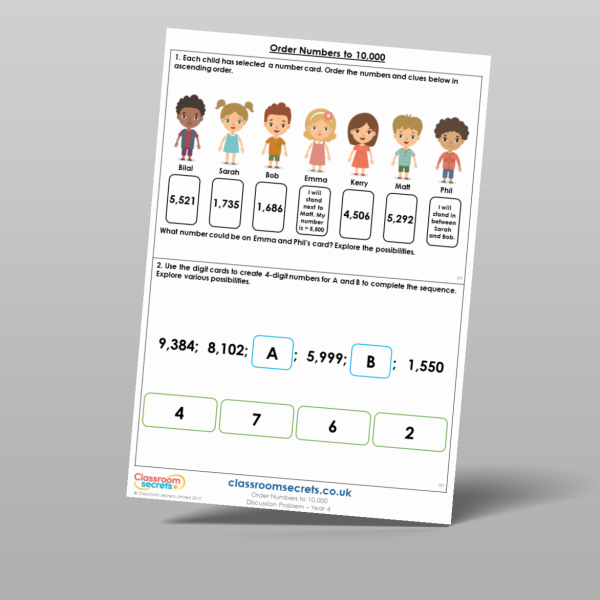 Year 4 Order Numbers To 10 000 Discussion Problem Resource | Classroom ...