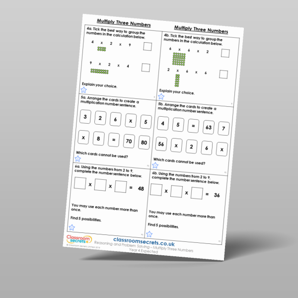 Year 4 Multiply Three Numbers Reasoning And Problem Solving Resource ...