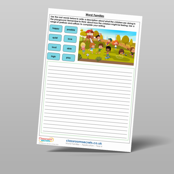 Year 4 Word Families Application Resource | Classroom Secrets