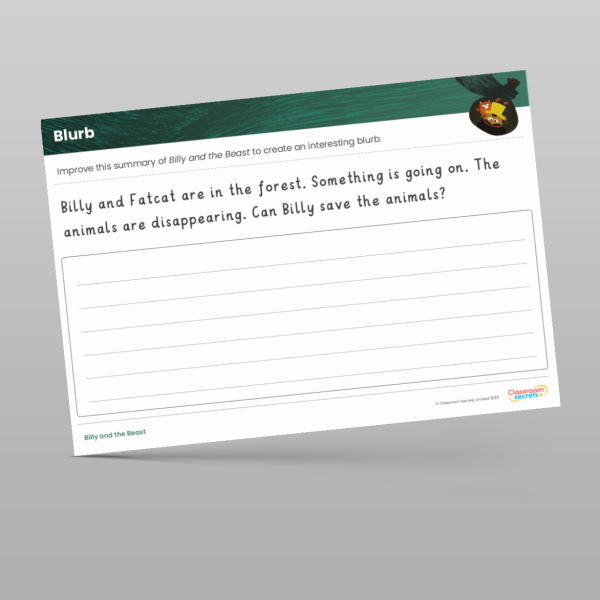 KS1 Billy And The Beast Writing Unit Blurb And Book Review Resource ...