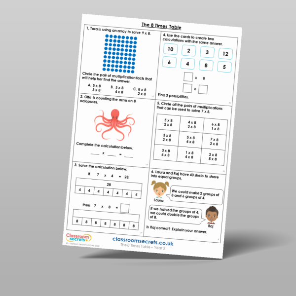 Year 3 The 8 Times Table Mixed Activity Resource | Classroom Secrets