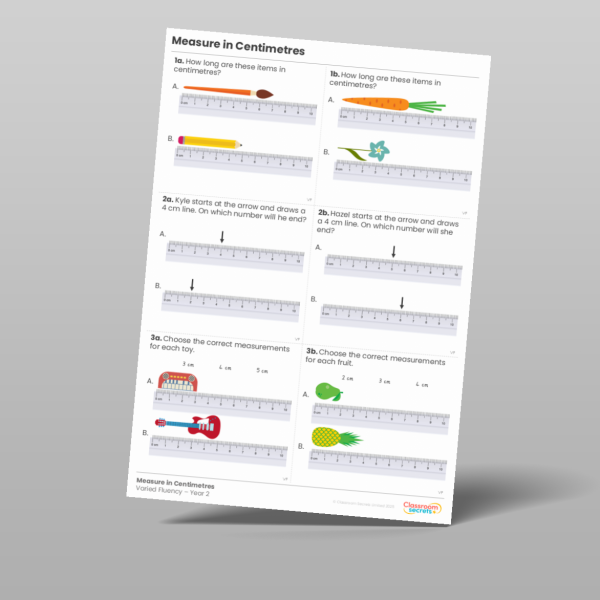 Year 2 Measure In Centimetres Varied Fluency Resource | Classroom Secrets