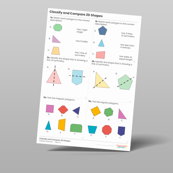 Year 6 Classify And Compare 2d Shapes Varied Fluency Resource ...