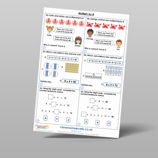 Year 3 Multiply By 8 Reasoning And Problem Solving Resource | Classroom ...