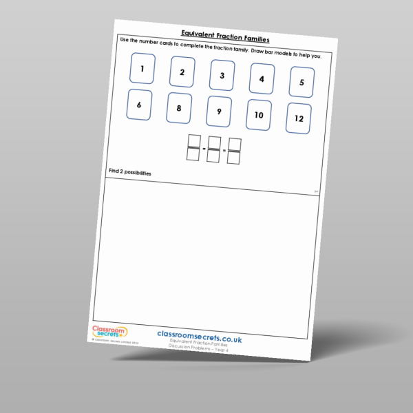 Year 4 Equivalent Fraction Families Discussion Problem Resource ...