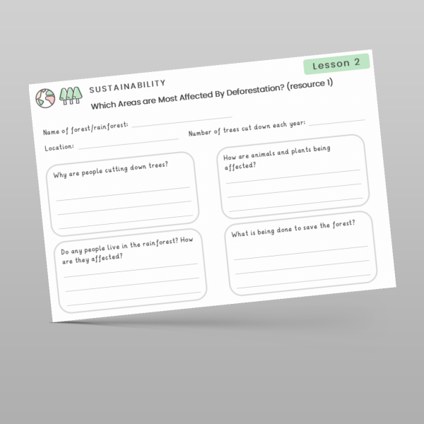 Year 2 Deforestation Worksheets Resource | Classroom Secrets