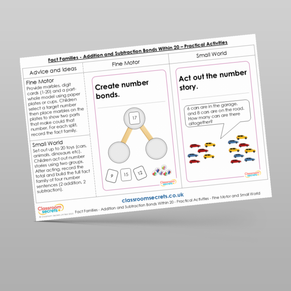 Year 2 Fact Families Addition And Subtraction Bonds Within 20 Practical ...
