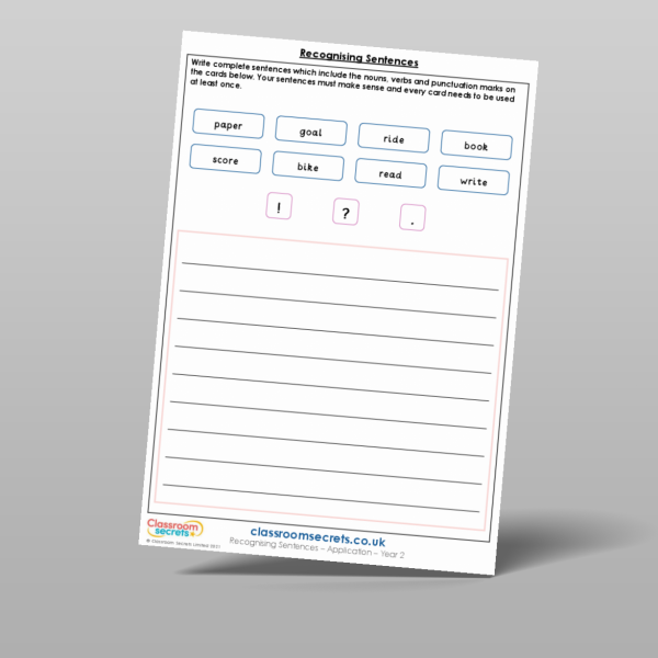 Year 2 Recognising Sentences Application Resource | Classroom Secrets