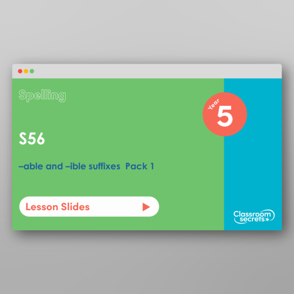 Year 5 Suffixes Able And Ible Resource Pack 1 Resource | Classroom Secrets