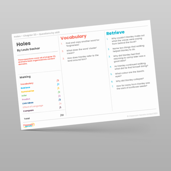 UKS2 Reading Skills Holes Chapter 33 Resource | Classroom Secrets