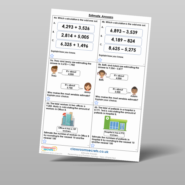 Year 4 Estimate Answers Reasoning And Problem Solving Resource | Classroom Secrets