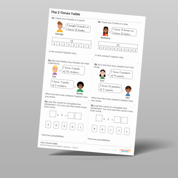 Year 2 The 2 Times Table Reasoning And Problem Solving 2 Resource | Classroom Secrets