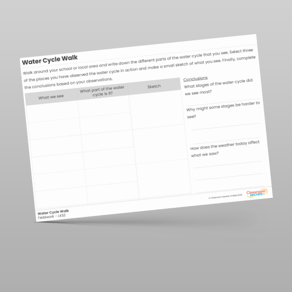LKS2 The Water Cycle Walk Geography Fieldwork Worksheet Resource ...