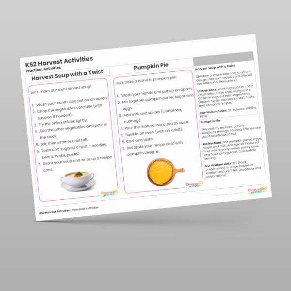 KS2 Harvest Practical Activities Resource | Classroom Secrets