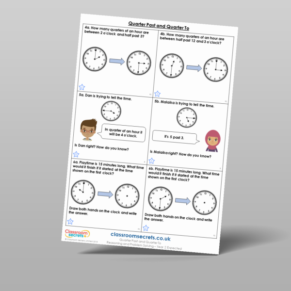 Year 2 Quarter Past And Quarter To Reasoning And Problem Solving ...