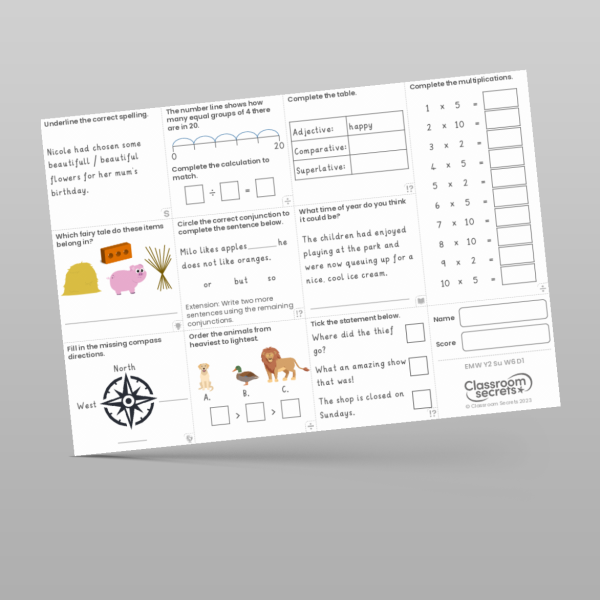 Year 2 Early Morning Work Summer Week 6 Resource | Classroom Secrets