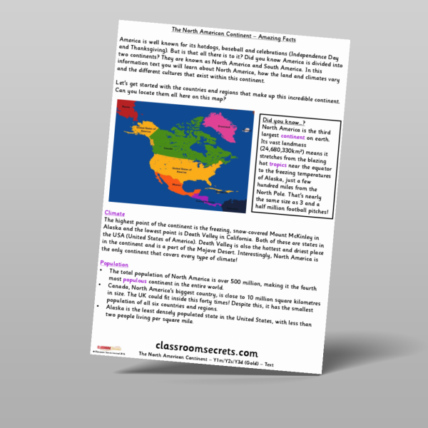 Year 1 2 3 The North American Continent Gold Guided Reading Pack ...