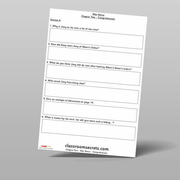KS2 War Horse Chapter 2 Whole Class Guided Reading Pack Resource ...