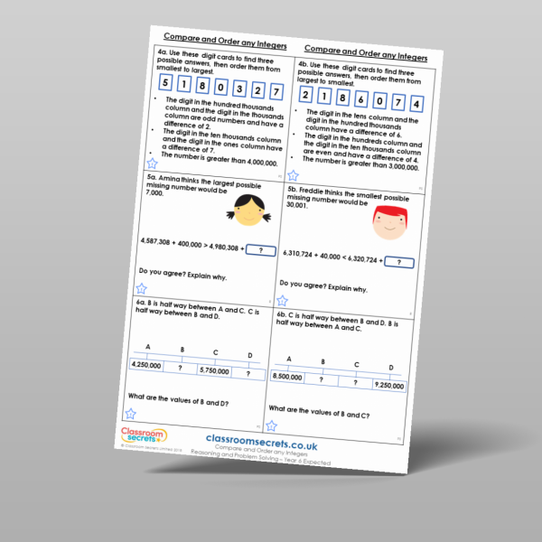 Year 6 Compare And Order Any Integers Reasoning And Problem Solving ...