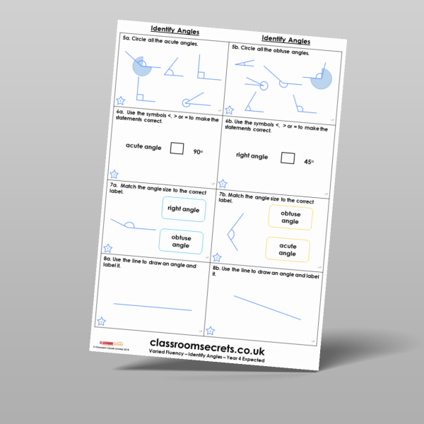 Year 4 Identify Angles Varied Fluency Resource | Classroom Secrets