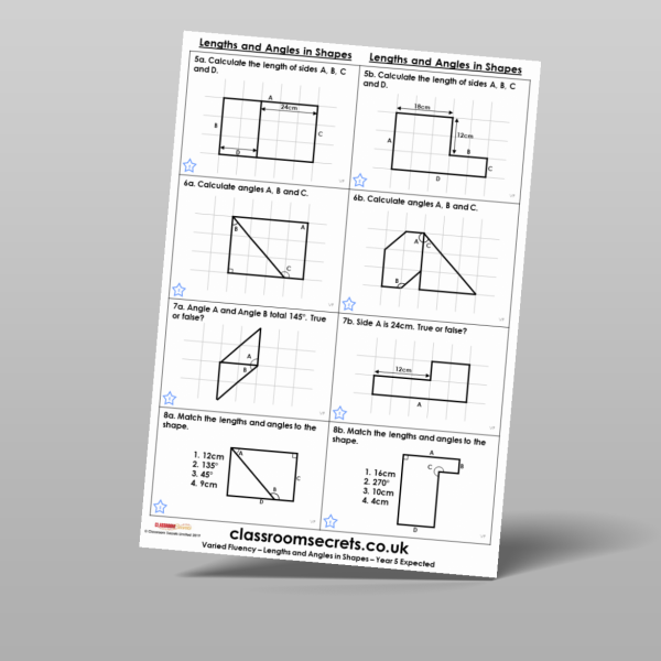 Year 5 Lengths And Angles In Shapes Varied Fluency Resource | Classroom ...