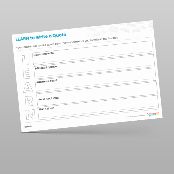 UKS2 Cosmic Writing Unit Learn To Write A Quote Resource | Classroom ...