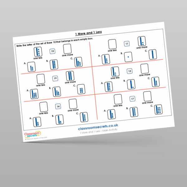 Year 1 1 More And 1 Less Main Activity Resource | Classroom Secrets