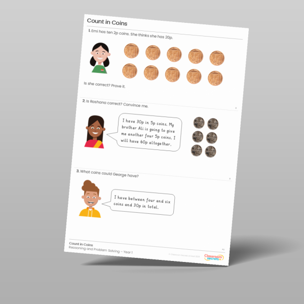 Year 1 Count In Coins Reasoning And Problem Solving 2 Resource ...