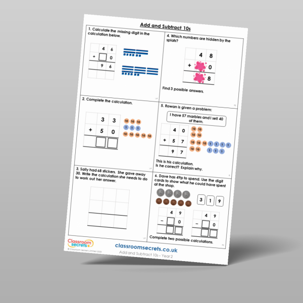 Year 2 Add And Subtract 10s Mixed Activity Resource | Classroom Secrets