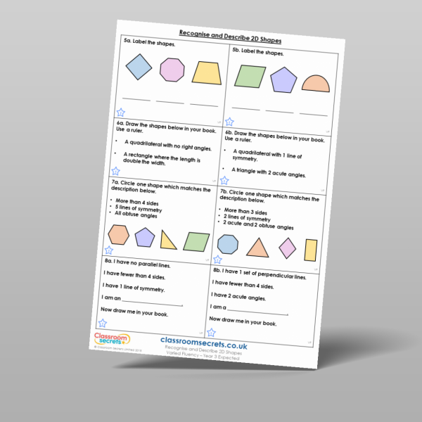 Year 3 Recognise And Describe 2d Shapes Varied Fluency Resource ...