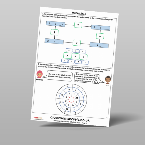 Year 3 Multiply By 3 Discussion Problem Resource | Classroom Secrets