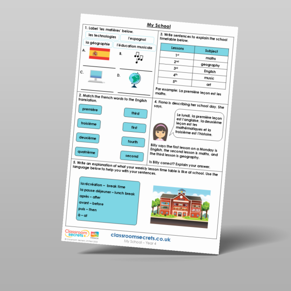 Year 4 School And Lessons Main Activity Resource | Classroom Secrets