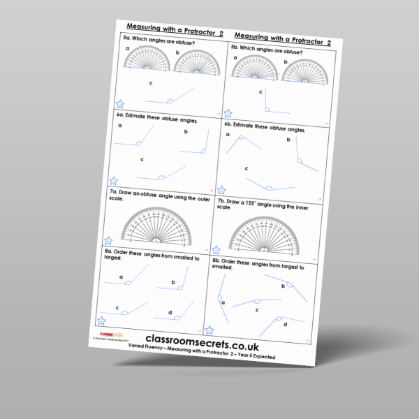 Year 5 Measuring With A Protractor 2 Varied Fluency Resource ...