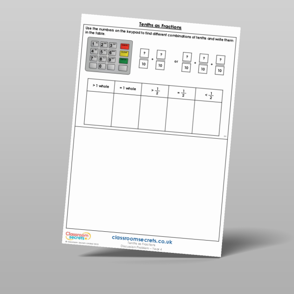 Year 4 Tenths As Fractions Discussion Problem Resource | Classroom Secrets