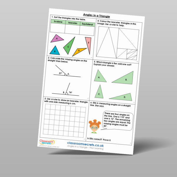 Year 6 Angles In A Triangle Prior Learning Resource | Classroom Secrets